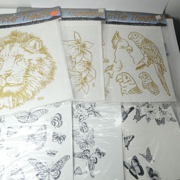 Accessories | Lot Large Iron On Transfers Gold Glitter Black Vintage ...